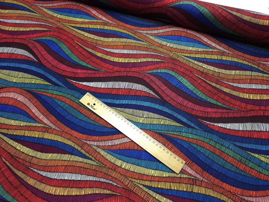 Colorful Geometric Waves Fabric - Havana Concept