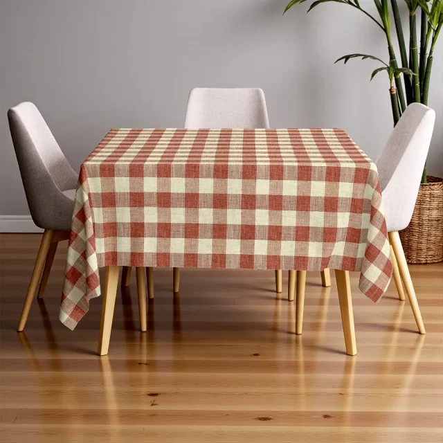 Brick Red Color Gingham Check Tablecloth - Havana Concept